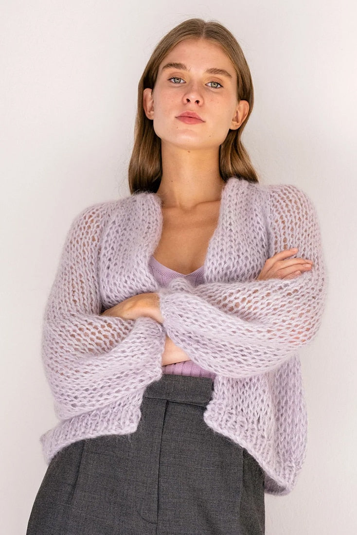 Airy Mohair Bomber Cardigan- Lilac – EcoTwenty